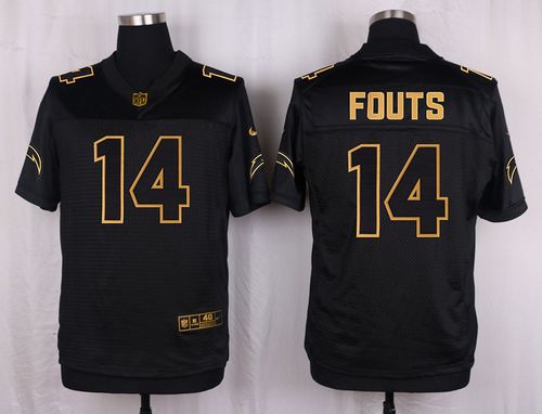 Chargers #14 Dan Fouts Black Elite Pro Line Gold Collection Jersey ...
