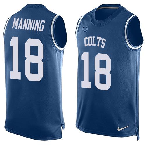 Colts #18 Peyton Manning Royal Blue Team Color Tank Top Jersey ...