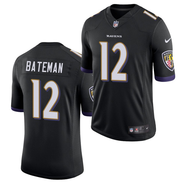 Baltimore Ravens #12 Rashod Bateman Black 2021 Jersey – Dripgrape ...