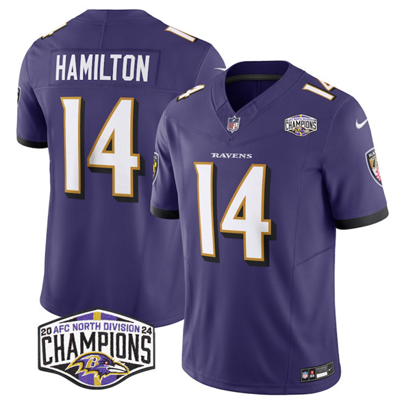 Baltimore Ravens #14 Kyle Hamilton Purple FUSE 2024 AFC North Division ...