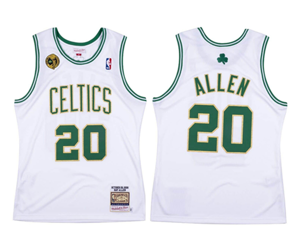 Boston Celtics #20 Ray Allen White Throwback 2008-09 basketball Jersey ...