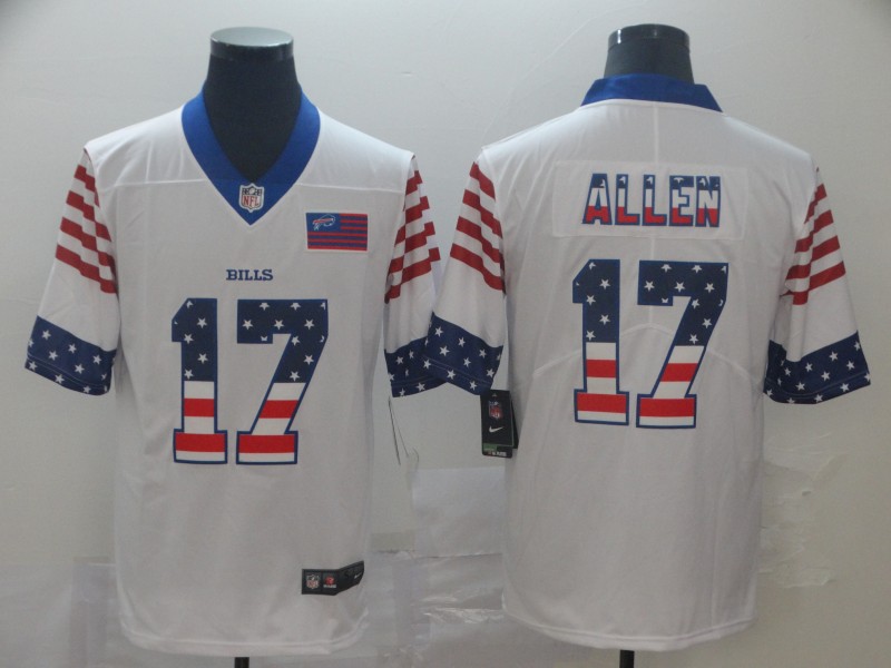 Buffalo Bills #17 Josh Allen White USA Flag Jersey – Dripgrape ...