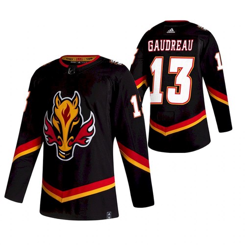 Calgary Flames #13 Johnny Gaudreau 2020-21 Black Reverse Retro Jersey ...