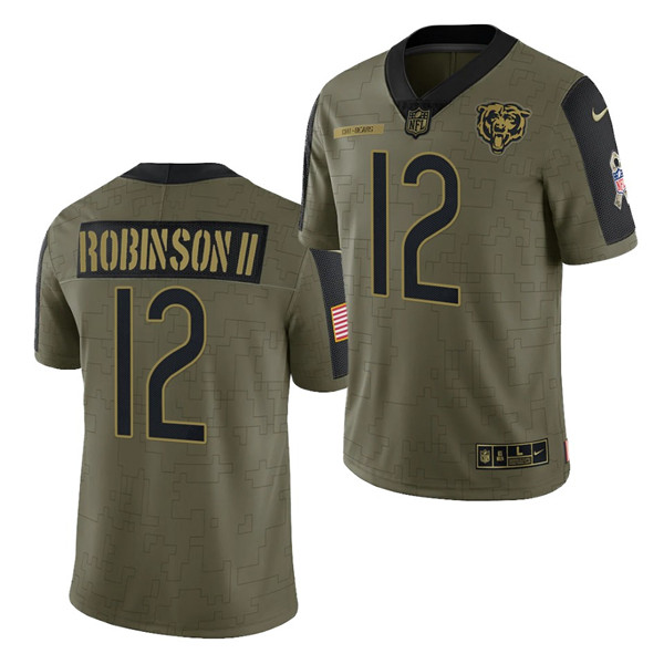 Chicago Bears #12 Allen Robinson II 2021 Olive Salute To Service Jersey ...
