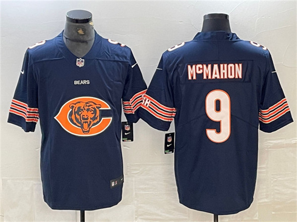 Chicago Bears #9 Jim McMahon Navy Team Big Logo Jersey – Dripgrape ...