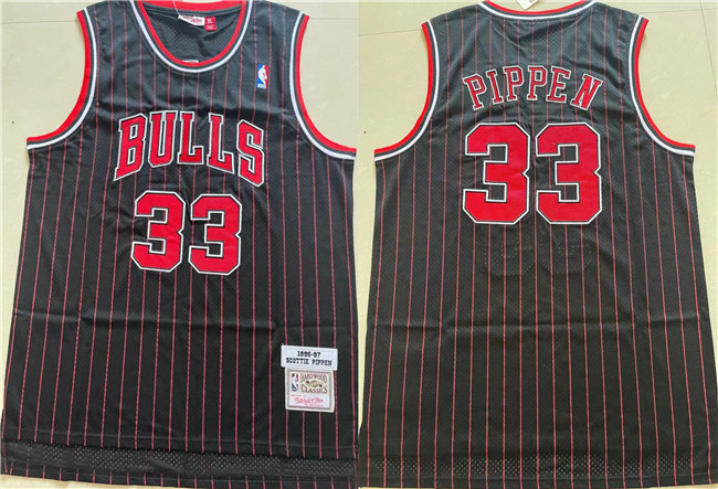 Chicago Bulls #33 Scottie Pippen Black 1996-97 Throwback Jersey ...