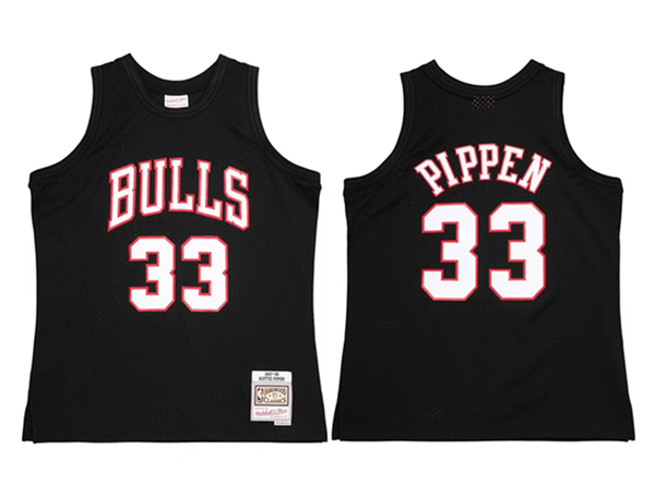 Chicago Bulls #33 Scottie Pippen Black 97-98 Mitchell & Ness Swingman ...
