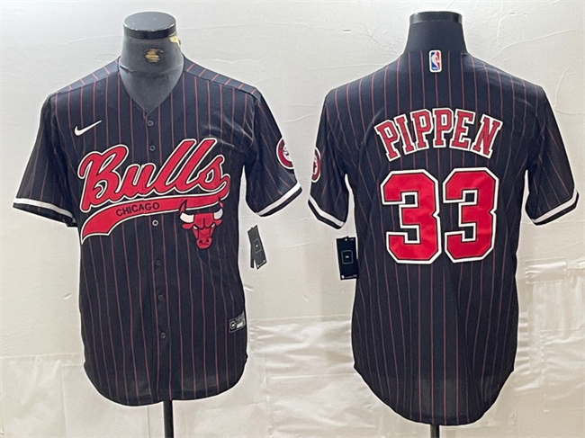Chicago Bulls #33 Scottie Pippen Black Baseball Jersey – Dripgrape ...