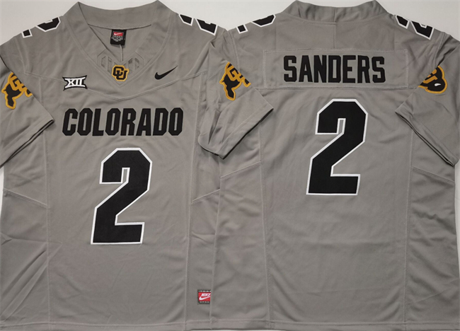 Colorado Buffaloes #2 Shadeur Sanders Gray 2024 With Big 12 XII Patch ...