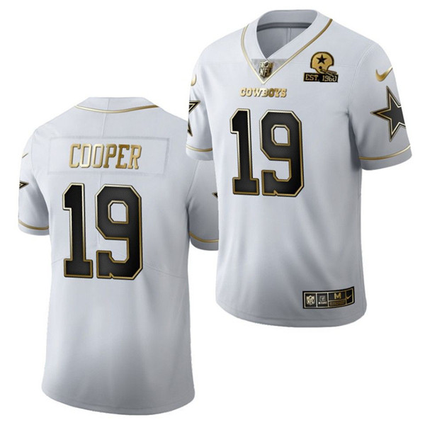 Dallas Cowboys #19 Amari Cooper White Golden Edition With 1960 Patch ...