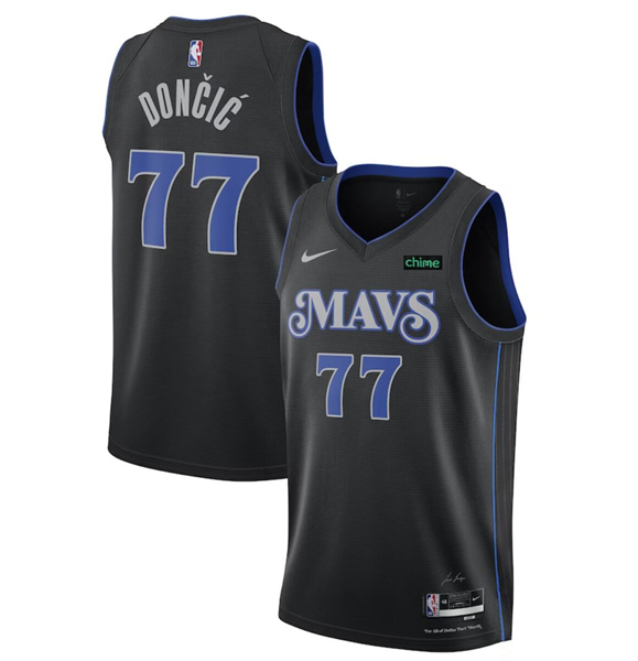 Dallas Mavericks #77 Luka Doncic Black 2023-24 City Edition Basketball ...