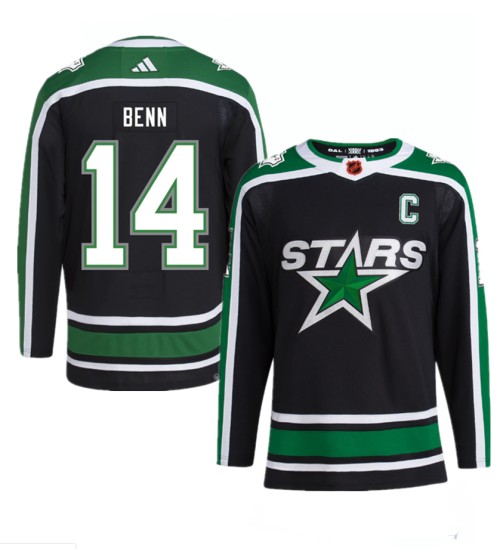 Dallas Stars #14 Jamie Benn Black 2022-23 Reverse Retro Jersey ...