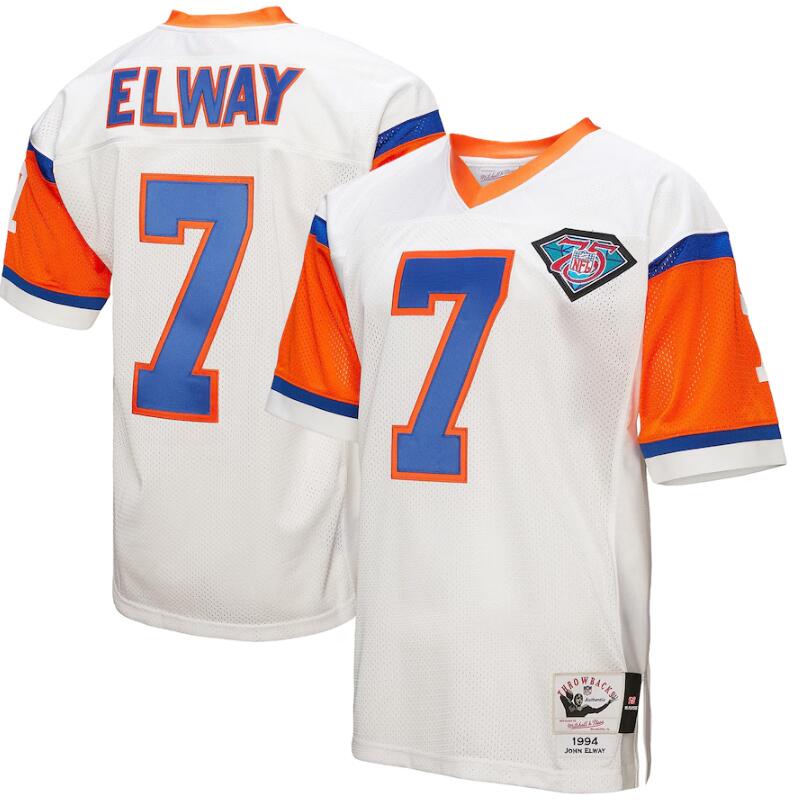 Denver Broncos #7 John Elway 1994 Mitchell & Ness White Throwback ...