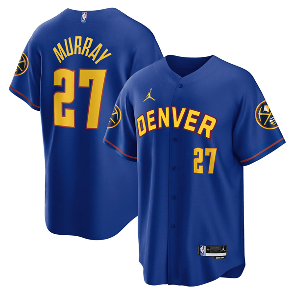 Denver Nuggets #27 Jamal Murray Blue Baseball Jersey – Dripgrape ...