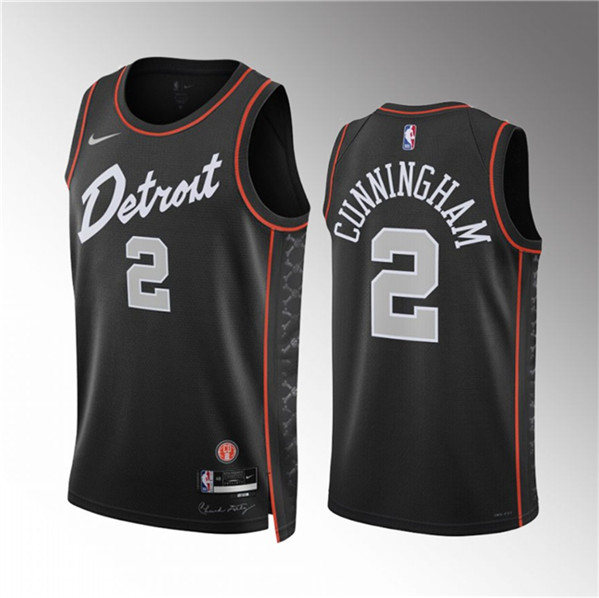 Detroit Pistons #2 Cade Cunningham Black 2023-24 City Edition ...