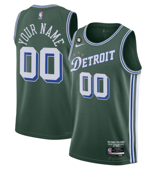 Detroit Pistons Custom Green 2022-23 City Edition With NO.6 Patch ...
