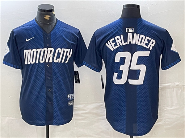 Detroit Tigers #35 Justin Verlander 2024 Navy City Connect Baseball ...
