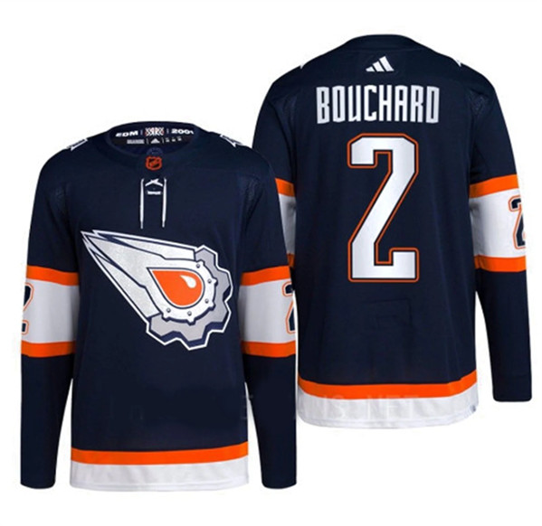 Edmonton Oilers #2 Evan Bouchard Navy 2022-23 Reverse Retro Jersey ...