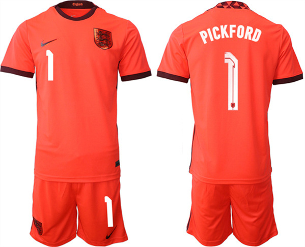 England #1 Pickford Orange Away Soccer Jersey Suit – Dripgrape ...