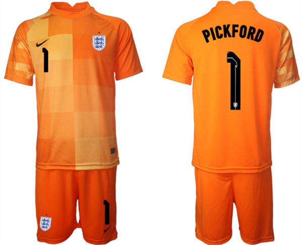 England #1 Pickford Orange Goalkeeper Soccer Jersey Suit – Dripgrape ...