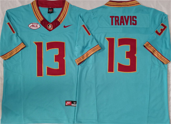 Florida State Seminoles #13 Jordan Travis Teal 2023 F.U.S.E Jersey ...