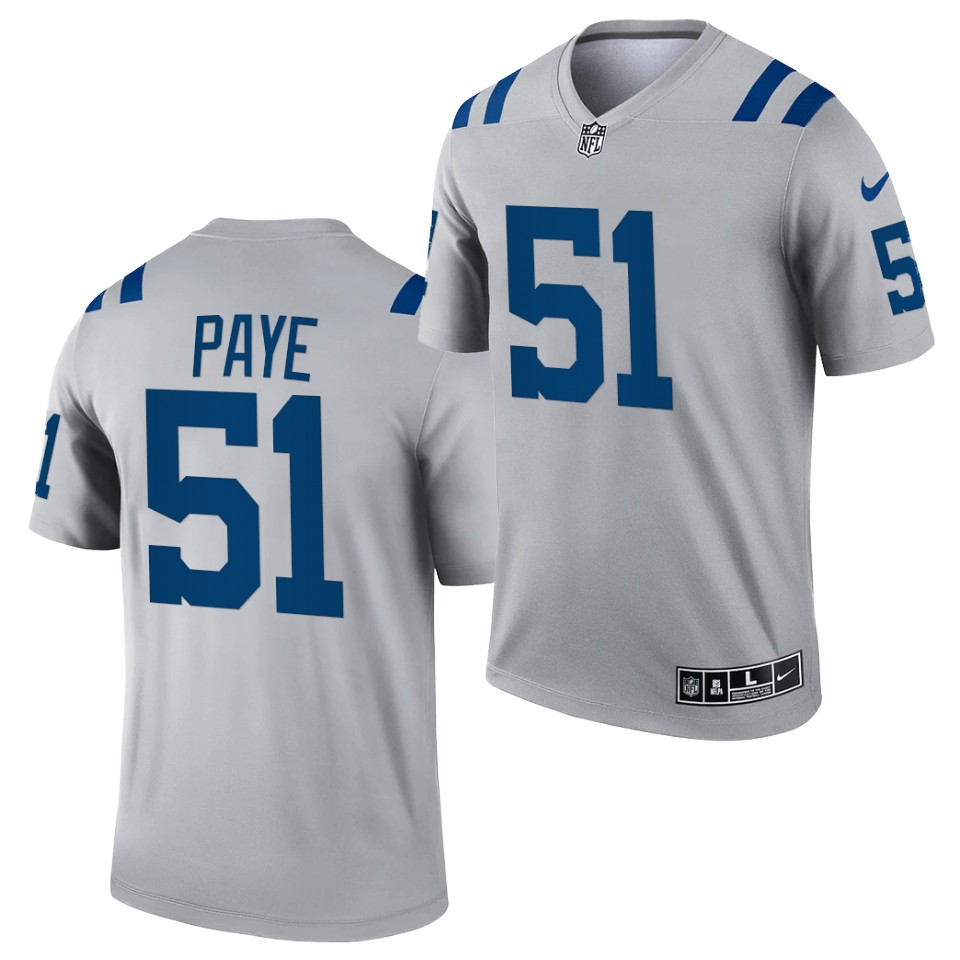 Indianapolis Colts #51 Kwity Paye Gray 2021 Inverted Legend Jersey ...