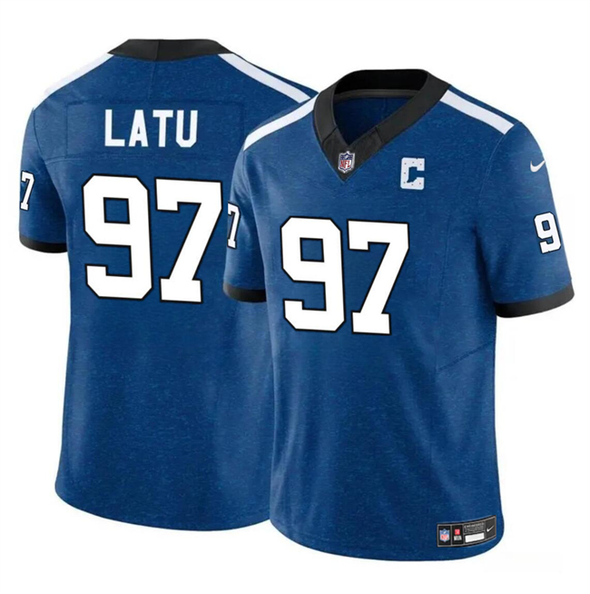 Indianapolis Colts #97 Laiatu Latu Blue 2024 Draft FUSE Thowback Jersey ...