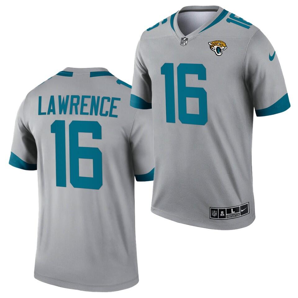 Jacksonville Jaguars #16 Trevor Lawrence Silver 2021 Inverted Legend ...