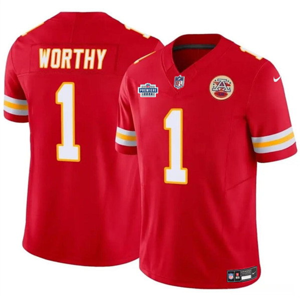 Kansas City Chiefs #1 Xavier Worthy Red 2024 FUSE With Draft Patch ...