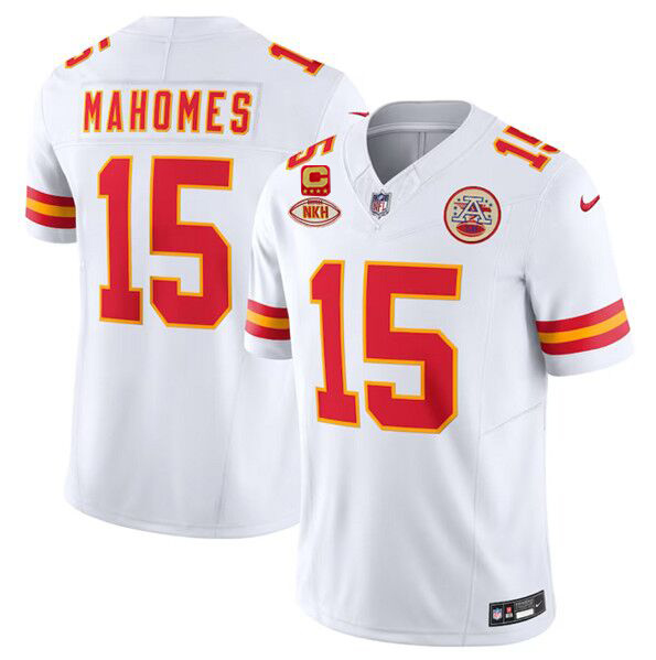 Kansas City Chiefs #15 Patrick Mahomes White 2024 FUSE With NKH Patch ...