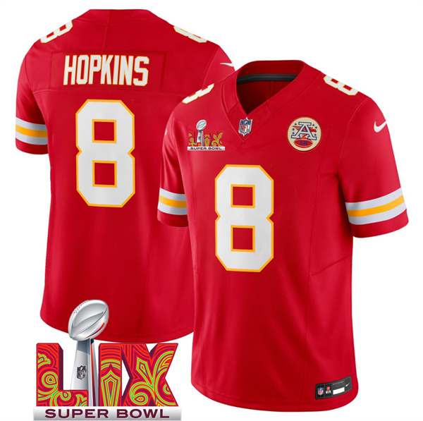 Kansas City Chiefs #8 DeAndre Hopkins Red 2025 FUSE Super Bowl LIX ...