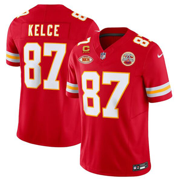 Kansas City Chiefs #87 Travis Kelce Red 2024 FUSE With NKH Patch And 4 ...