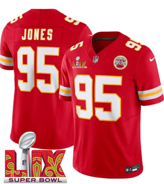 Kansas City Chiefs #95 Chris Jones Red 2025 FUSE Super Bowl LIX Patch ...