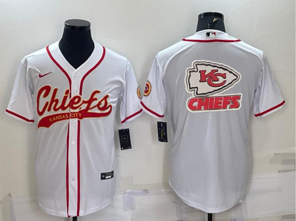 Kansas City Chiefs White Team Big Logo With Patch Baseball Jersey ...