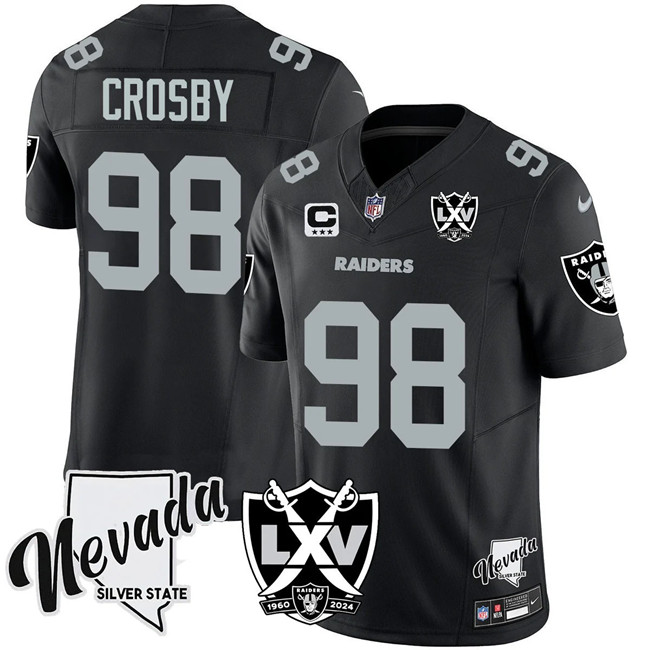 Las Vegas Raiders #98 Maxx Crosby Black 2024 F.U.S.E With Nevada Silver ...
