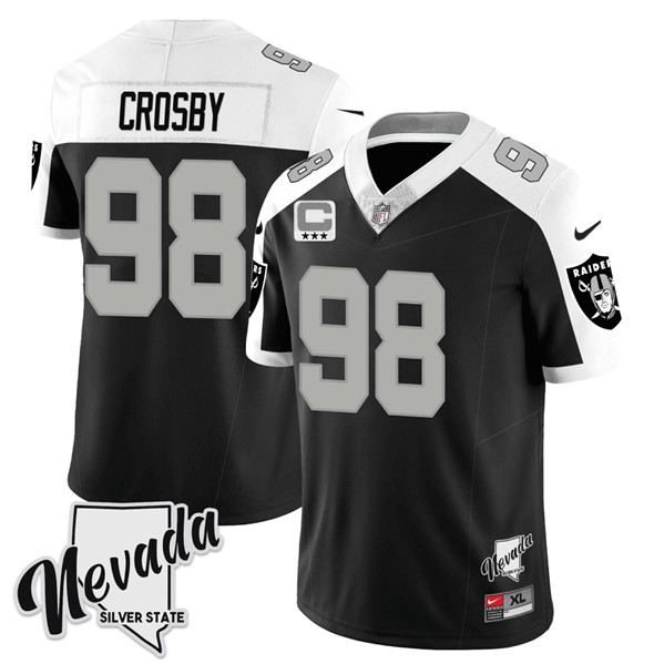 Las Vegas Raiders #98 Maxx Crosby Black-White 2023 F.U.S.E Nevada ...