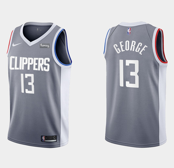 Los Angeles Clippers #13 Paul George Earned Edition Gray Jersey ...