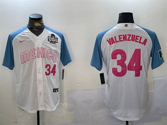 Mexico Baseball #34 Fernando Valenzuela White 2024 World Series Jersey ...