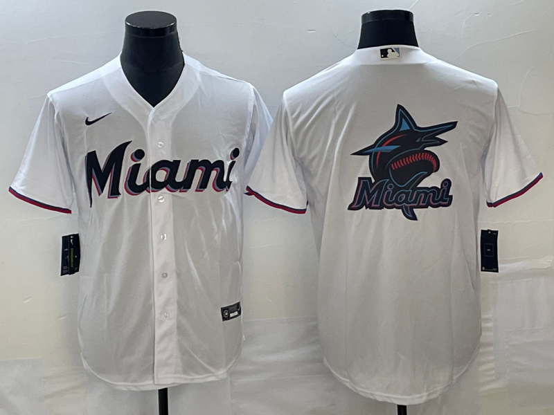 Miami Marlins White Team Big Logo Baseball Jersey – Dripgrape – Jerseys ...