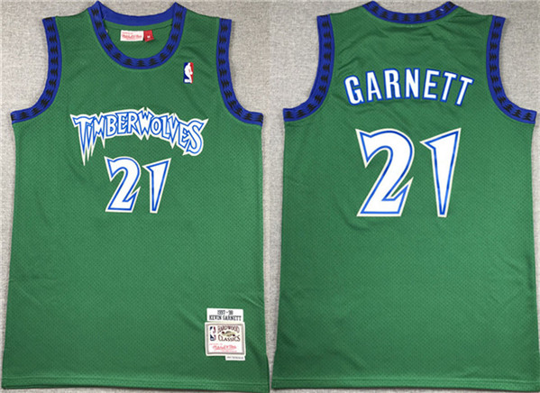 Minnesota Timberwolves #21 Kevin Garnett Green Throwback Jersey ...