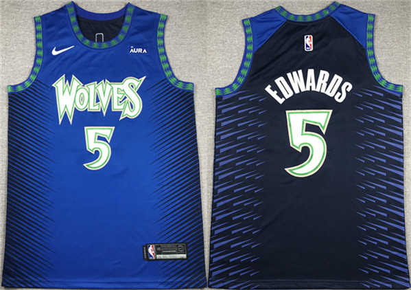 Minnesota Timberwolves #5 Anthony Edwards Blue City Edition Jersey ...