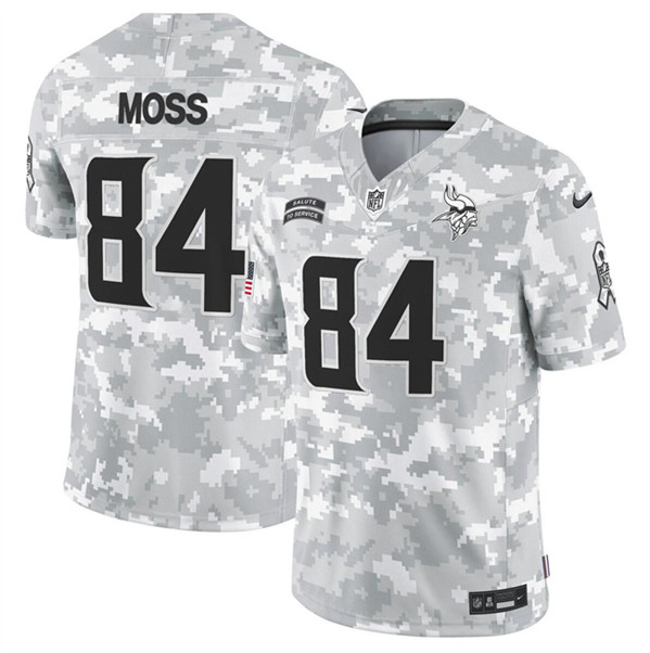 Minnesota Vikings #84 Randy Moss Arctic Camo 2024 FUSE Salute to ...