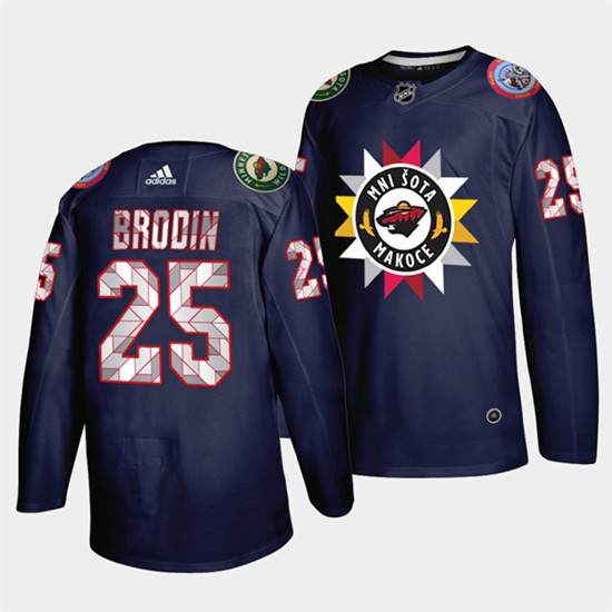 Minnesota Wild #25 Jonas Brodin 2021-22 Navy Native American Heritage ...