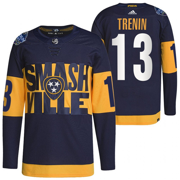 Nashville Predators #13 Yakov Trenin 2022 Navy Stadium Series Breakaway ...