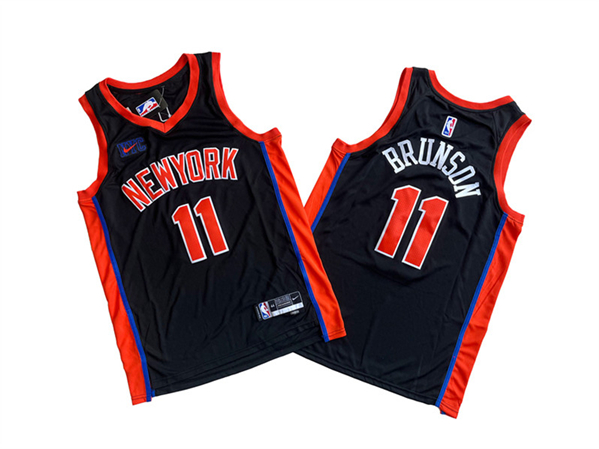 New Yok Knicks #11 Jalen Brunson Black Basketball Jersey – Dripgrape ...