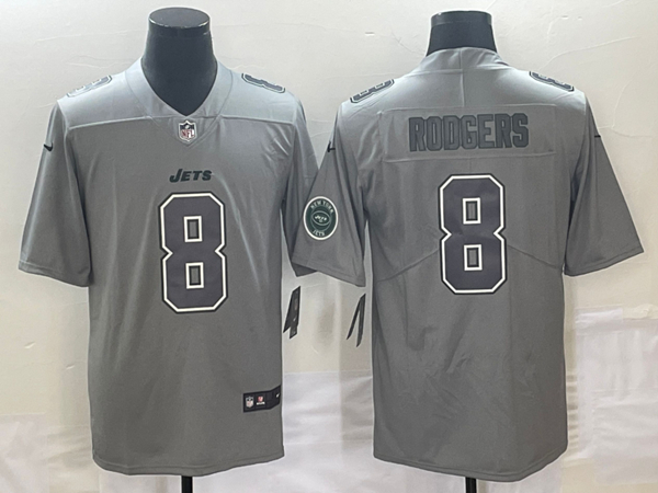 New York Jets #8 Aaron Rodgers Gray With Patch Jersey – Dripgrape ...
