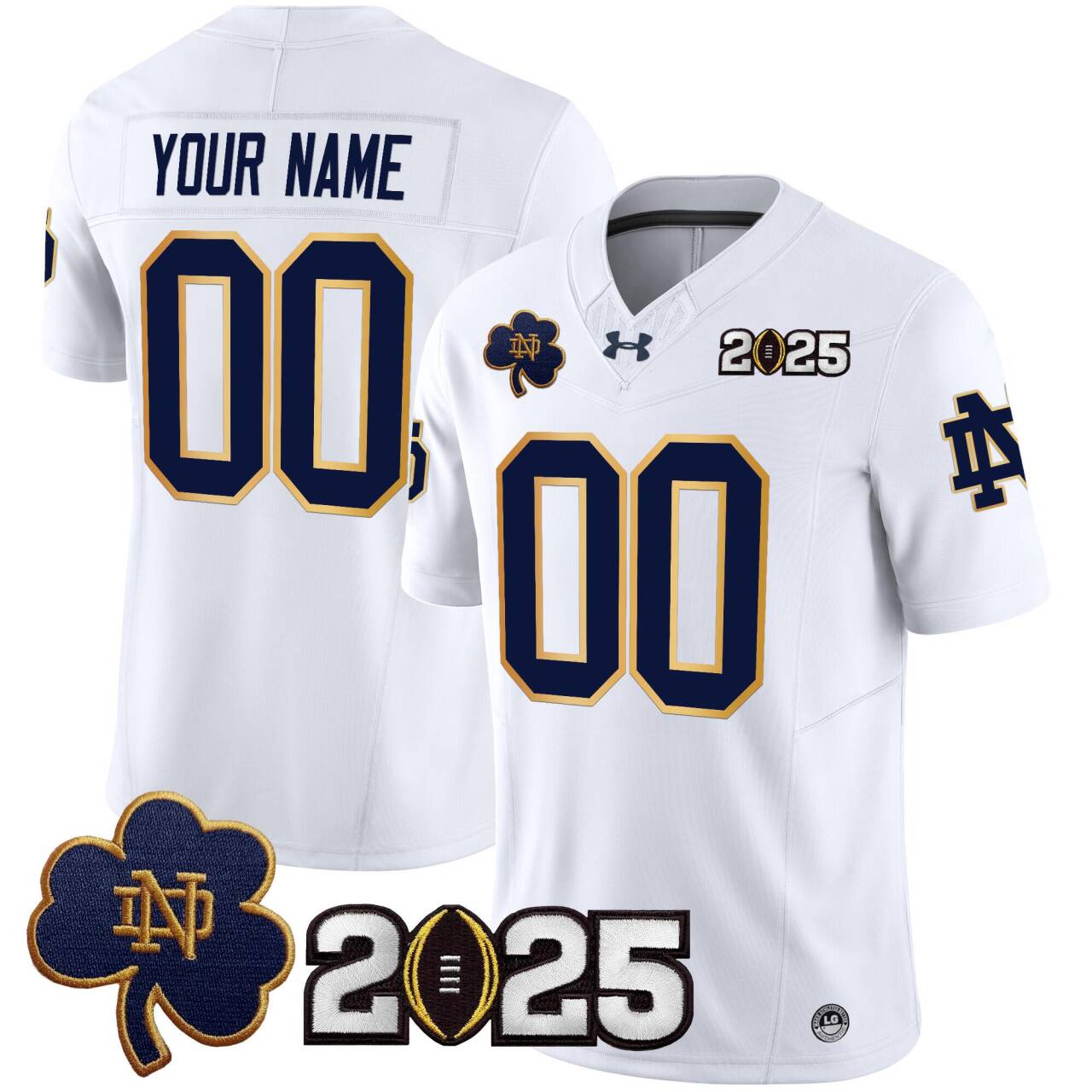 Notre Dame Fighting Irish Custom White 2025 CFP Final Patch FUSE Jersey ...