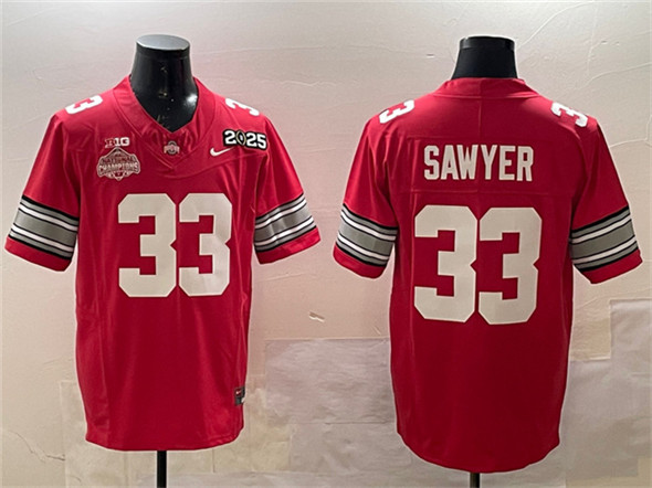 Ohio State Buckeyes #33 Jack Sawyer Red 2025 CFP Final With National ...