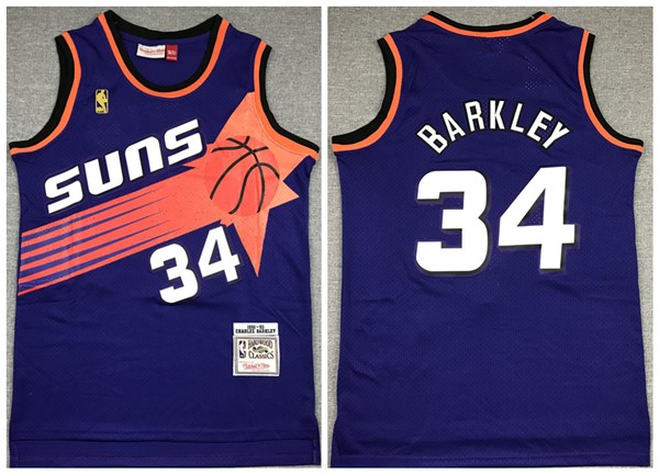 Phoenix Suns #34 Charles Barkley Purple 1992-93 Throwback Jersey ...