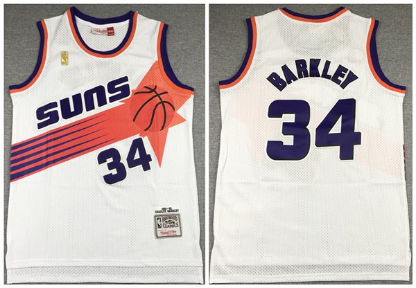 Phoenix Suns #34 Charles Barkley White 1992-93 Throwback Jersey ...